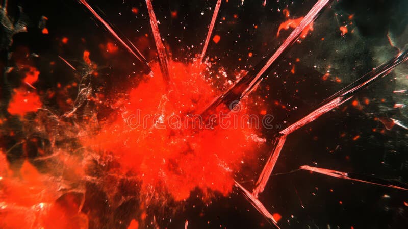 Abstract Red Explosion, Fiery Shattered Glass Effect Stock Illustration ...