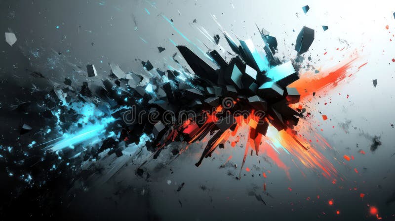 Abstract Explosion of Shapes and Colors, Emphasizing Contrast and ...