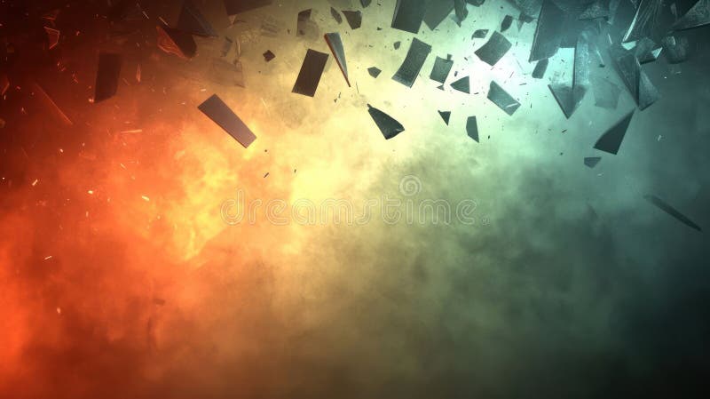 Abstract Explosion of Shards with Vibrant Colors and Smoky Background ...