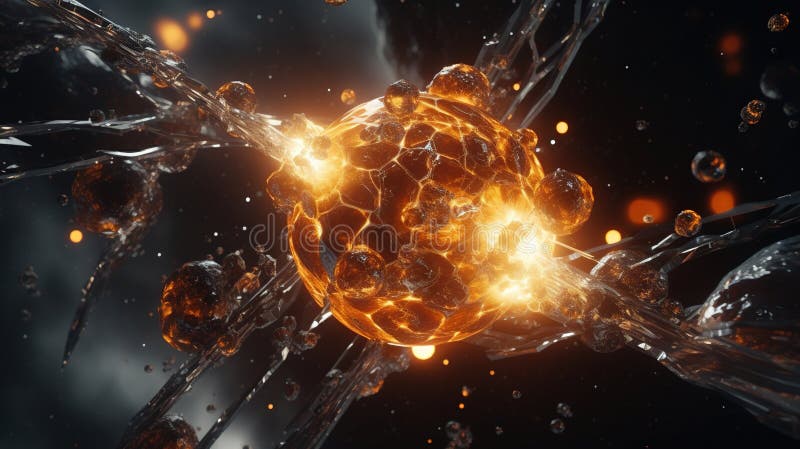 Abstract Explosion in Space with Rocks and Stones Burst in Flame, Sci ...