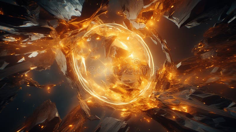 Abstract Explosion in Space with Rocks and Stones Burst in Flame, Sci ...