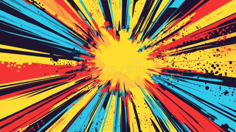 Abstract Burst Vibrant Color Explosion Pop Art Paint Splatter Dynamic Energy Graphic Stock ...