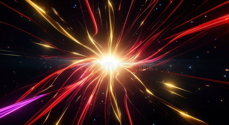 Abstract Explosion of Vibrant Light Rays in a Cosmic Background Stock ...