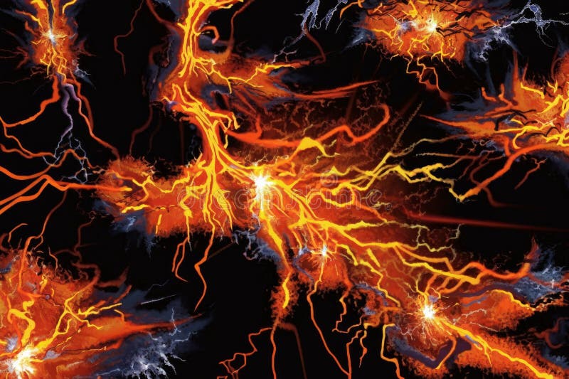 Abstract Explosions of Fire and Lightning in Neuro Links Style ...