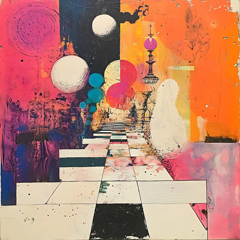 Abstract Expression of Colors and Shapes in a Surreal Landscape with ...