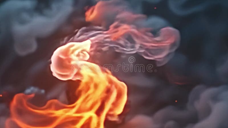 Abstract Expression of Red Fire Flares Swirling in a Dynamic Pattern ...