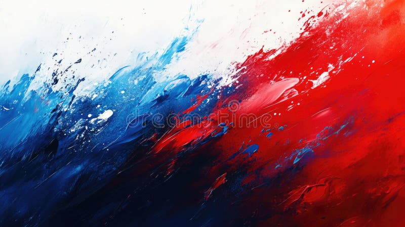 Abstract Expressionism Art with Red, White, and Blue Paint Strokes ...
