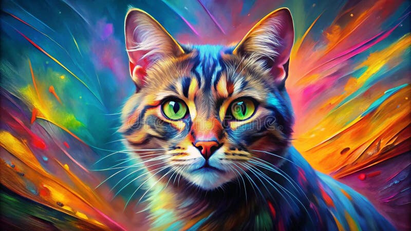 Abstract Expressionism Cat Portrait: a Celebration of Color and Form AI ...