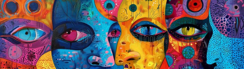 Abstract Expressionism Faces of the Multiverse - Acrylic on Canvas ...