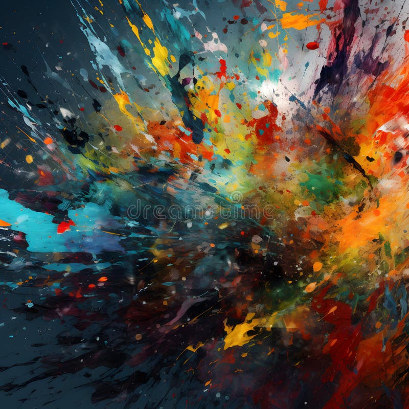 Abstract Expressionism Paint Splatters Textures Colors- One Created ...