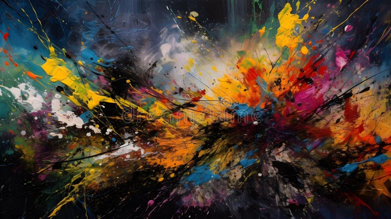 Abstract Expressionism Paint Splatters Textures Colors Three Generative ...