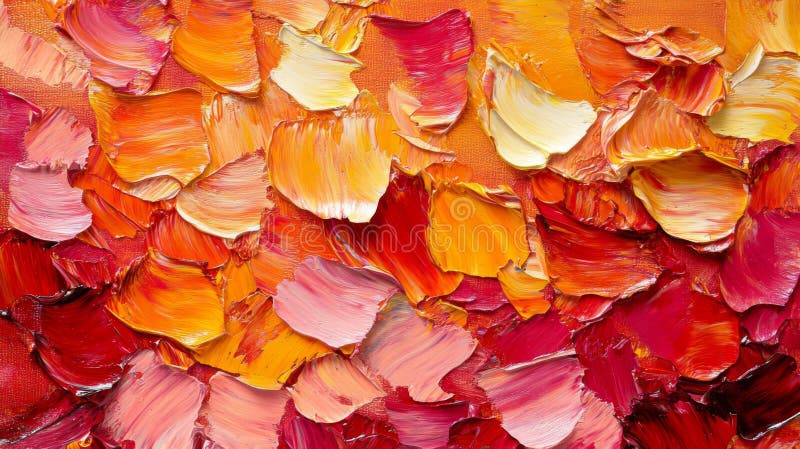 Abstract Expressionism Texture with Thick Strokes of Red Orange and ...