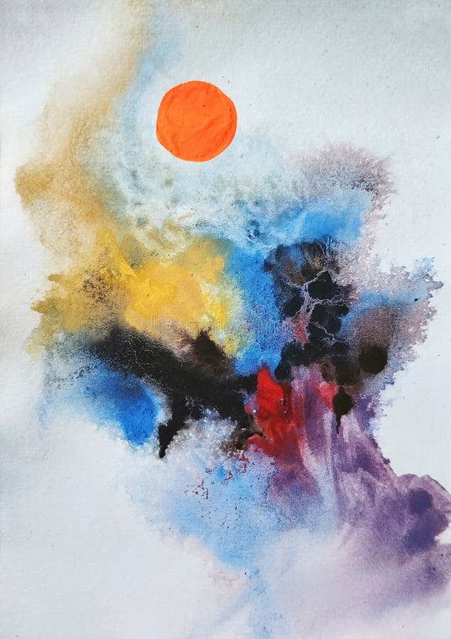 Abstract Expressionism Vibrant Gradient Color Splash Explosion in Red ...