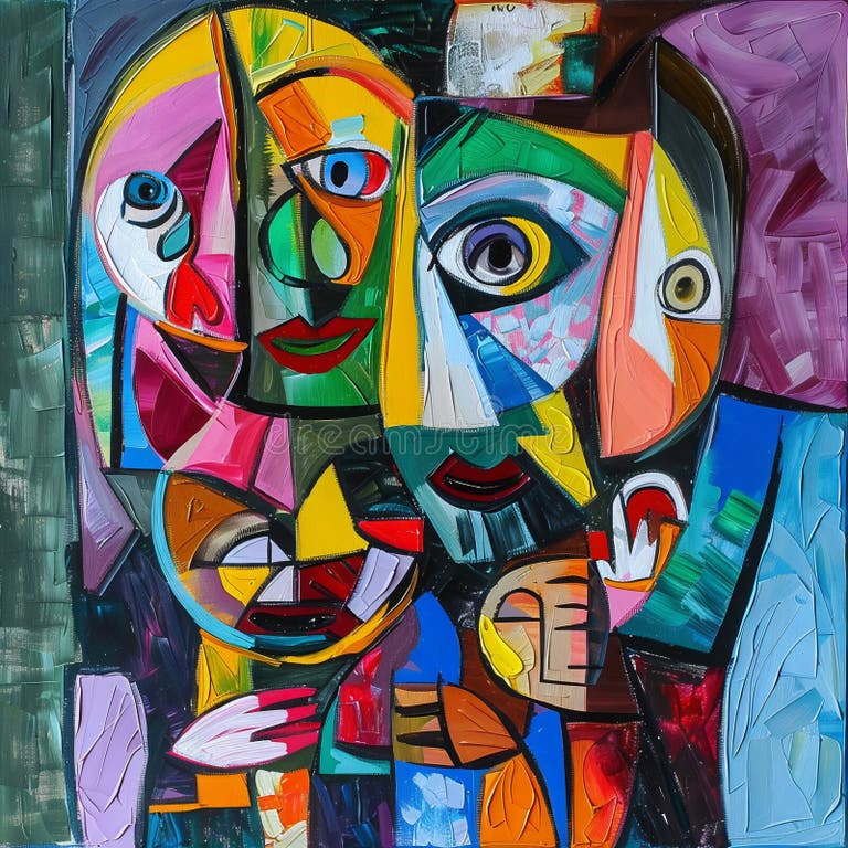 A Vibrant, Abstract Expressionist Artwork Depicting a Human Face in ...