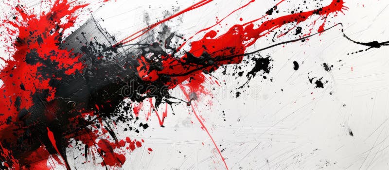 Abstract Expressionist Artwork with Dark Splashes, Fiery Accents, and a ...