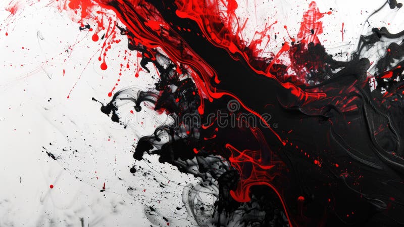 Abstract Expressionist Artwork with Dark Splashes, Fiery Accents, and a ...