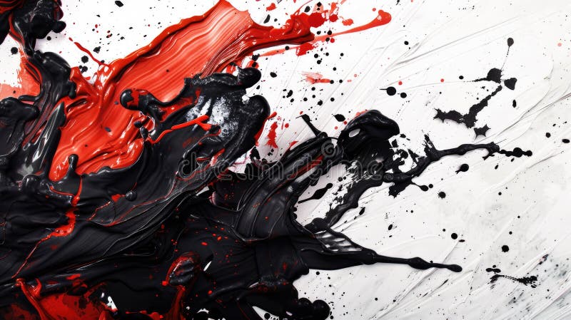 Abstract Expressionist Artwork with Dark Splashes, Fiery Accents, and a ...