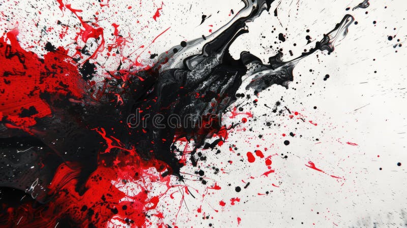 Abstract Expressionist Artwork with Dark Splashes, Fiery Accents, and a ...
