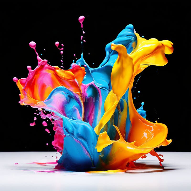 Abstract Expressionist Flow Dynamic Abstrat Splashes Of Color R Stock Illustration