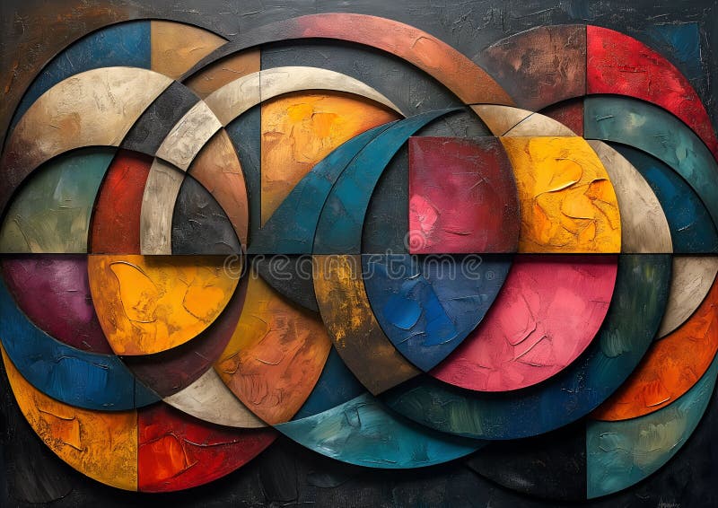 Abstract Expressionist Geometric Painting with Vibrant Shapes and ...