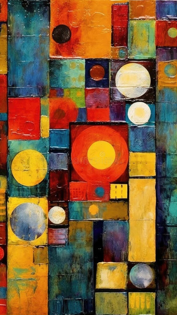 Abstract Expressionist Image Squares, Circles, Triangles Stock ...