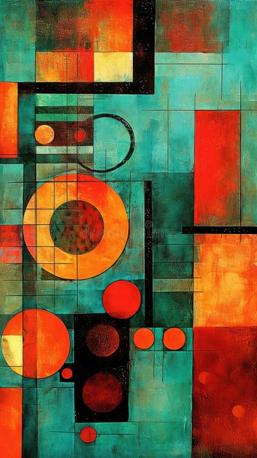 Abstract Expressionist Image Squares, Circles, Triangles Stock ...