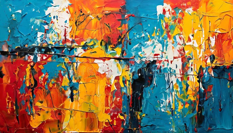 Abstract Expressionist Painting with Bold Colors and Textures Stock ...