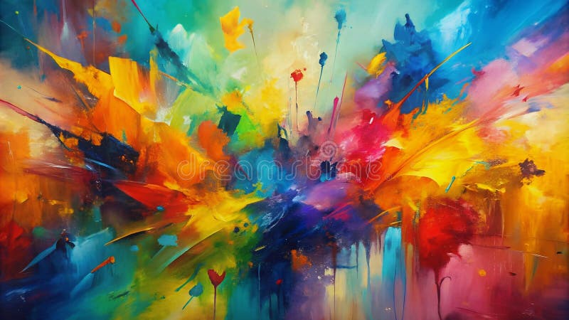 Abstract Expressionist Painting with Bold Strokes and Expressive Colors ...