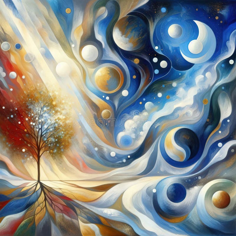 Abstract Expressionist Painting Depicts the Interaction of Various ...