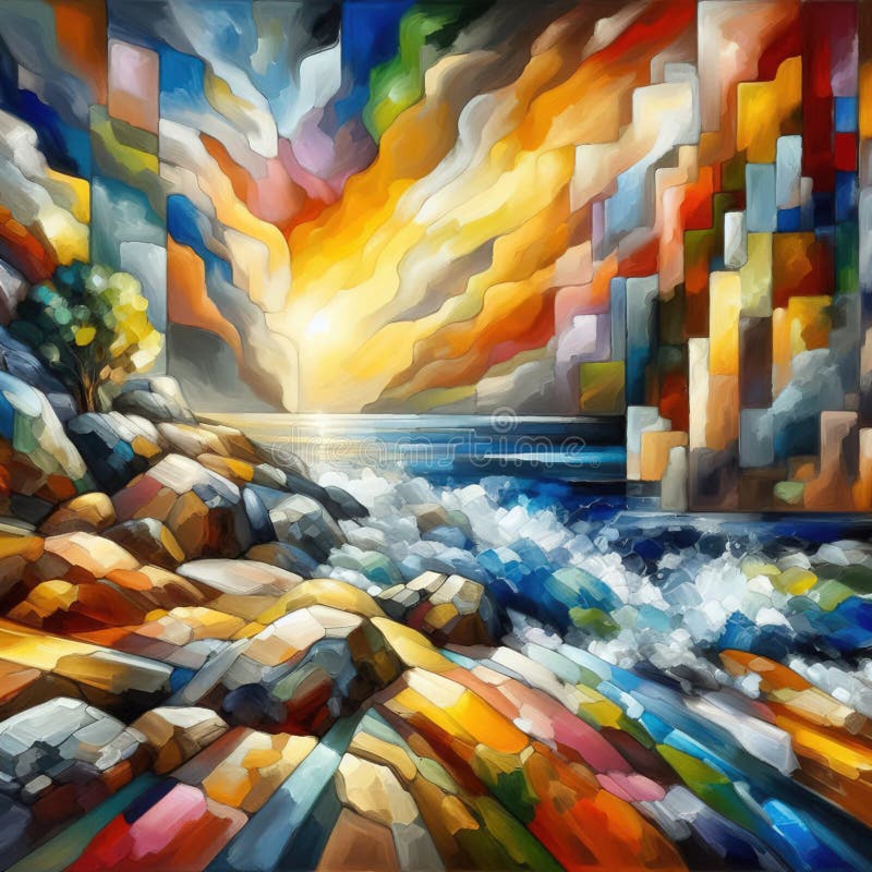 Abstract Expressionist Painting Depicts the Interaction of Various ...