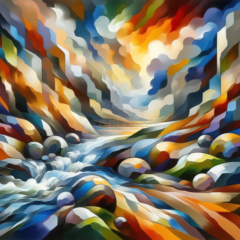 Abstract Expressionist Painting Depicts the Interaction of Various ...