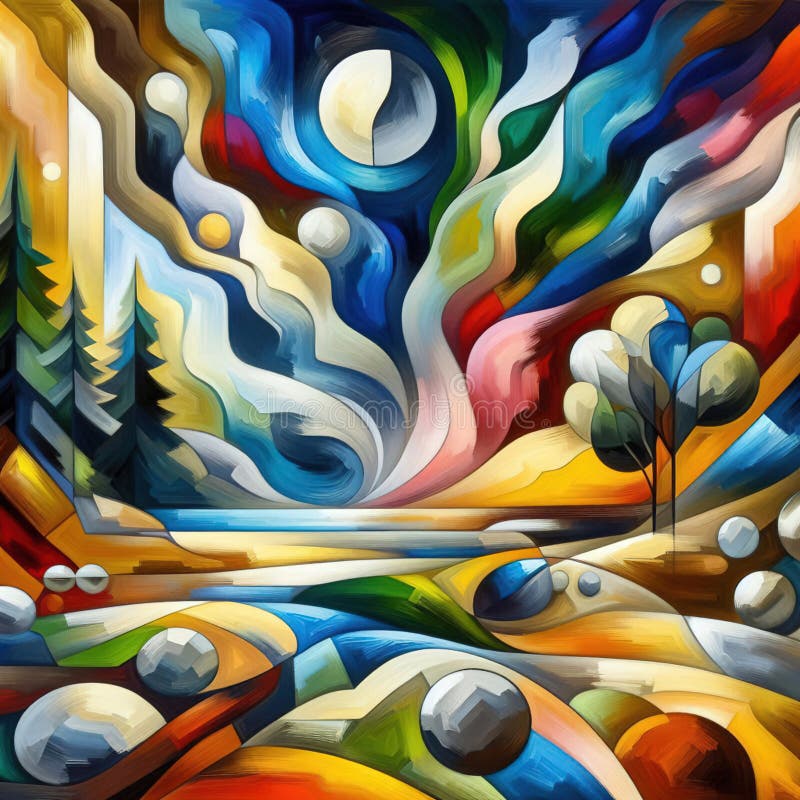 Abstract Expressionist Painting Depicts the Interaction of Various ...