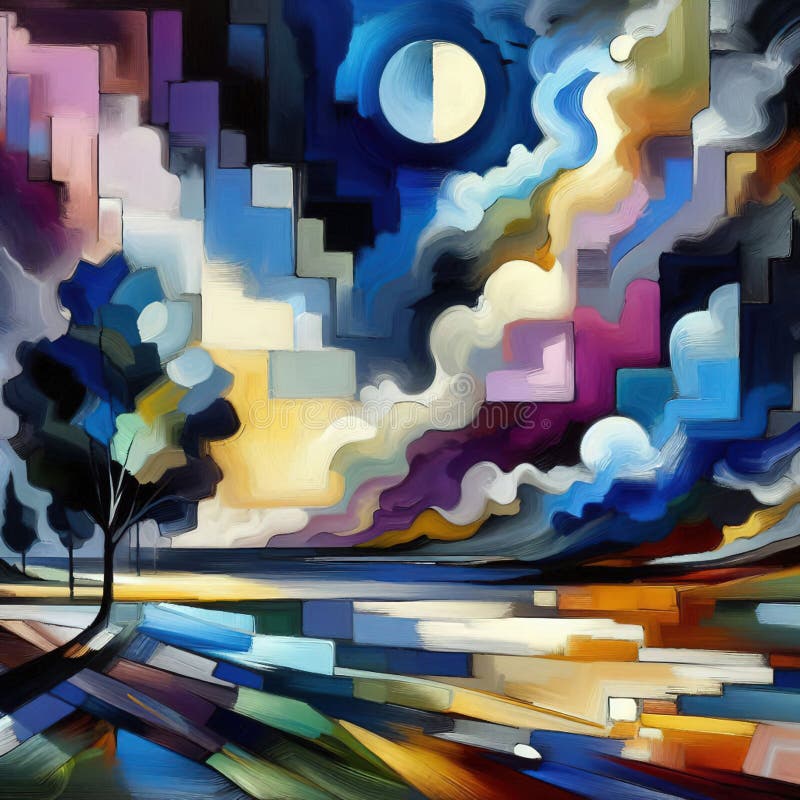 Abstract Expressionist Painting Depicts the Interaction of Various ...