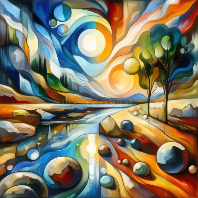 Abstract Expressionist Painting Depicts the Interaction of Various ...