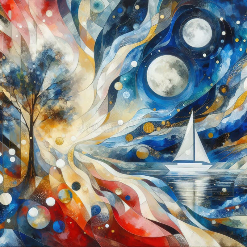 Abstract Expressionist Painting Depicts the Interaction of Various ...