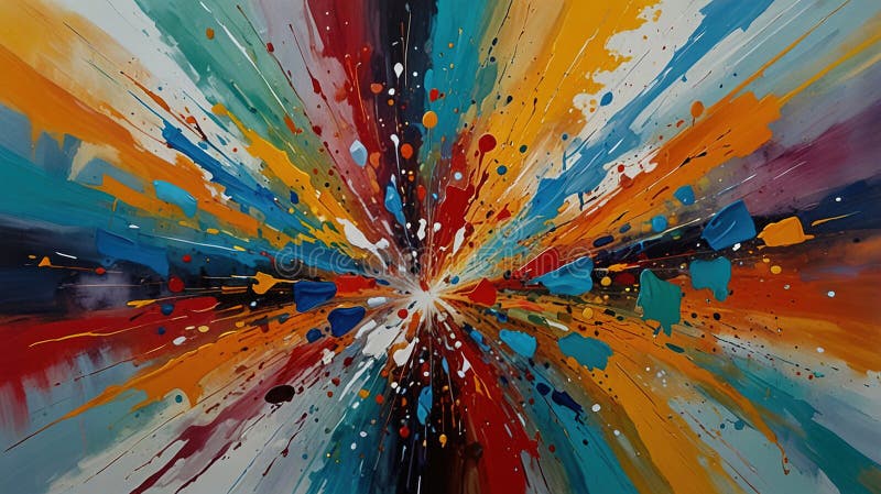 Abstract Expressionist Painting Depicts the Interaction of Various ...