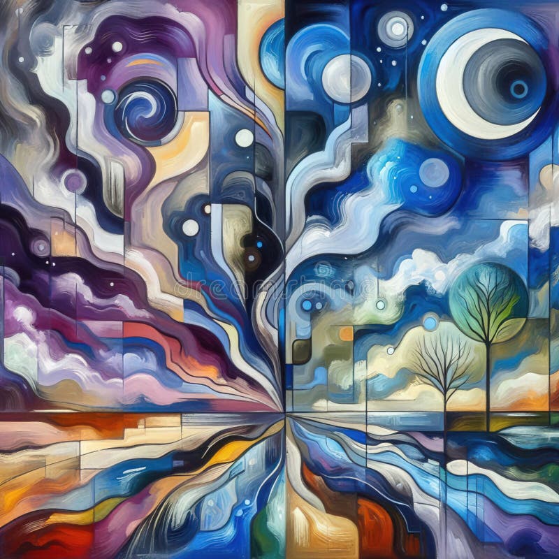 Abstract Expressionist Painting Depicts the Interaction of Various ...