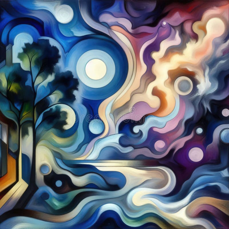 Abstract Expressionist Painting Depicts the Interaction of Various ...