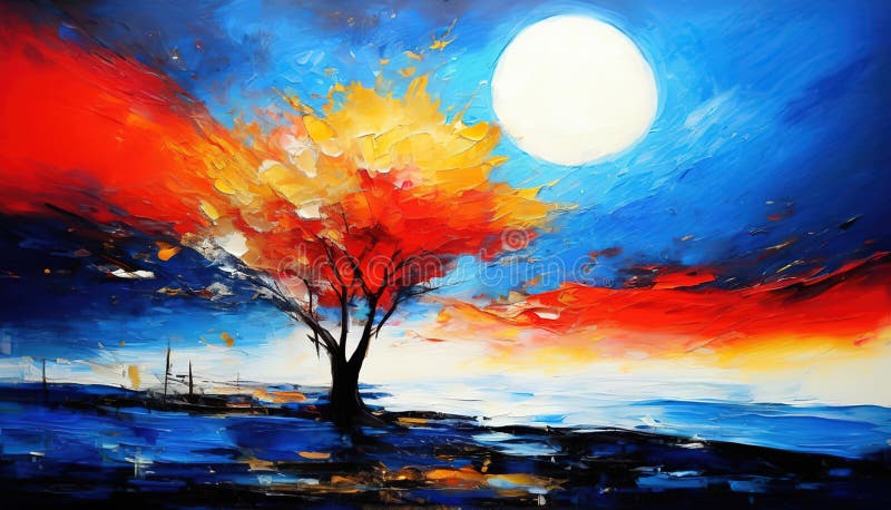 Abstract Expressionist Painting Depicts the Interaction of Various ...