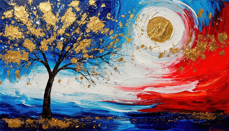 Abstract Expressionist Painting Depicts the Interaction of Various ...