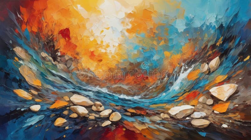 Abstract Expressionist Painting Depicts the Interaction of Various ...