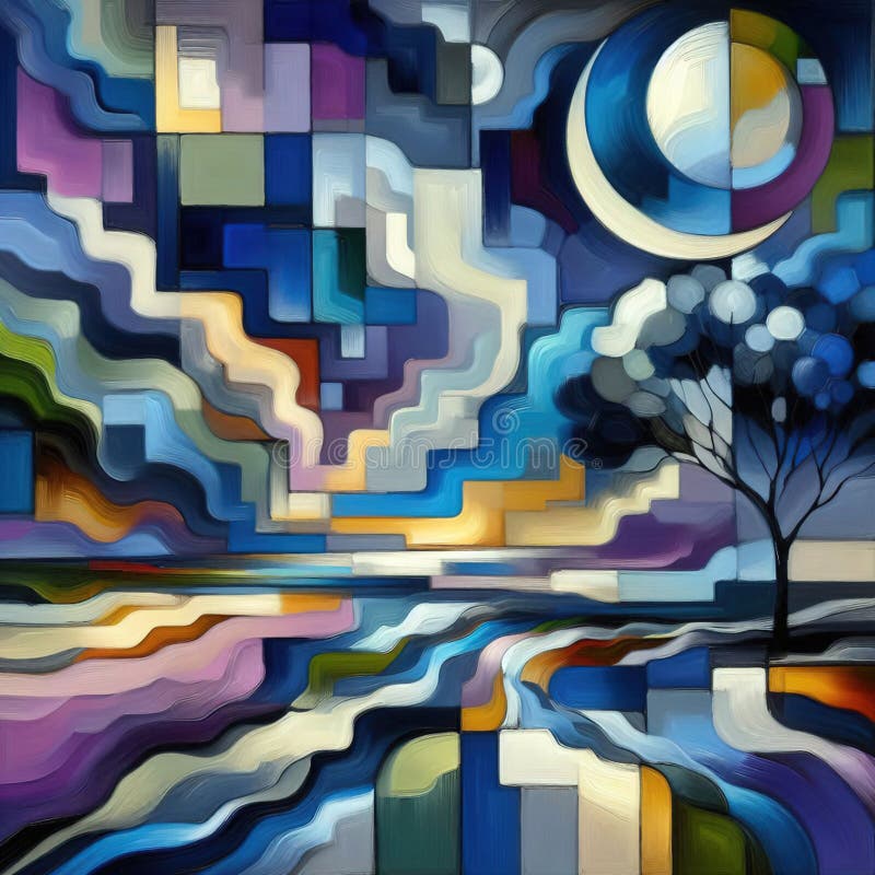 Abstract Expressionist Painting Depicts the Interaction of Various ...