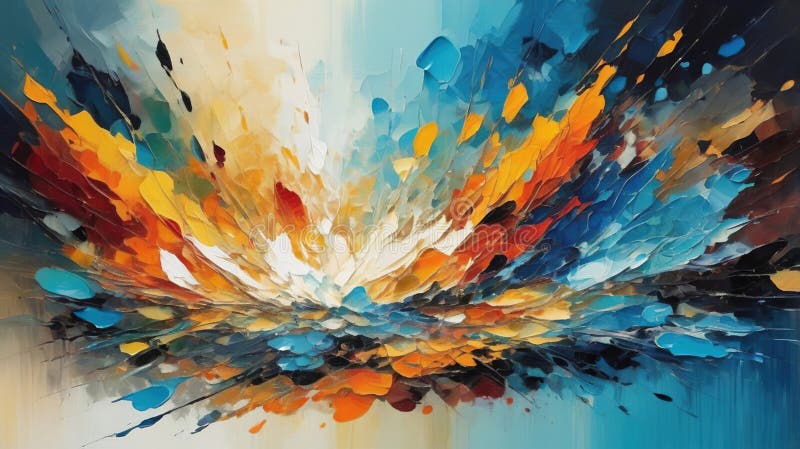 Abstract Expressionist Painting Depicts the Interaction of Various ...