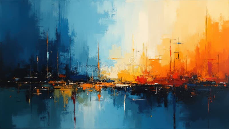 Abstract Expressionist Painting Depicts the Interaction of Various ...