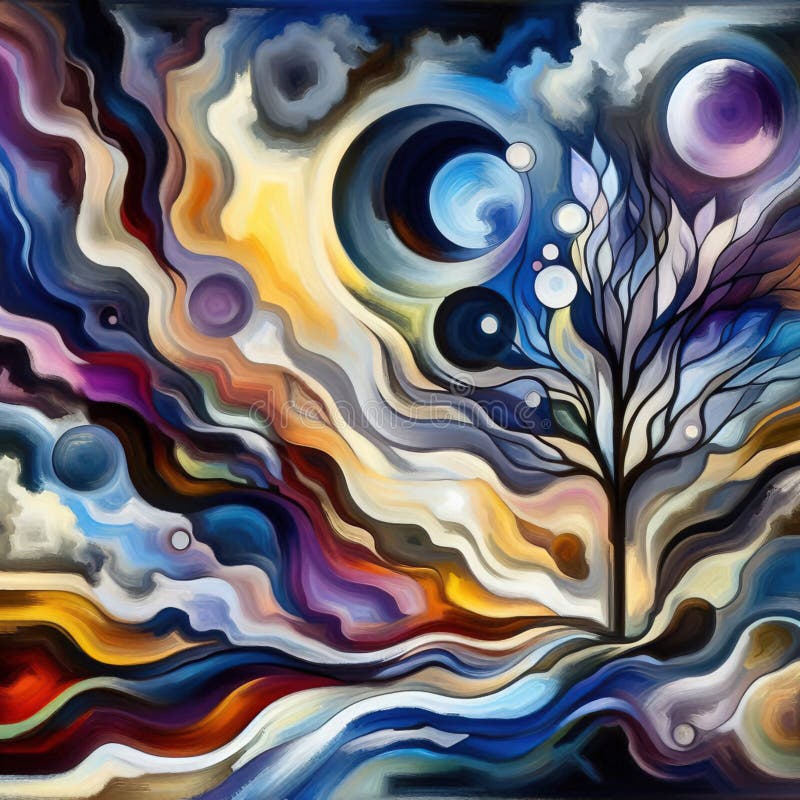 Abstract Expressionist Painting Depicts the Interaction of Various ...