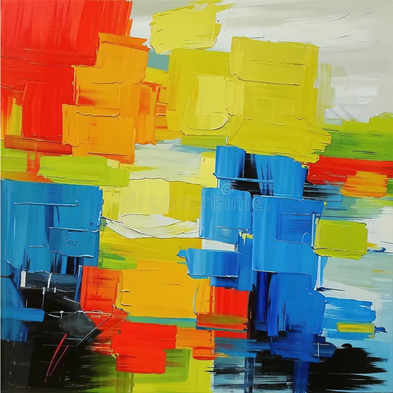 Abstract Expressionist Painting, Interaction of Various Natural ...