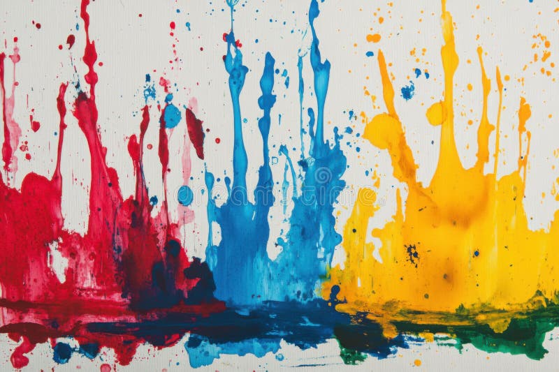 Abstract Expressionist Painting in Primary Colors: Red, Blue, and ...