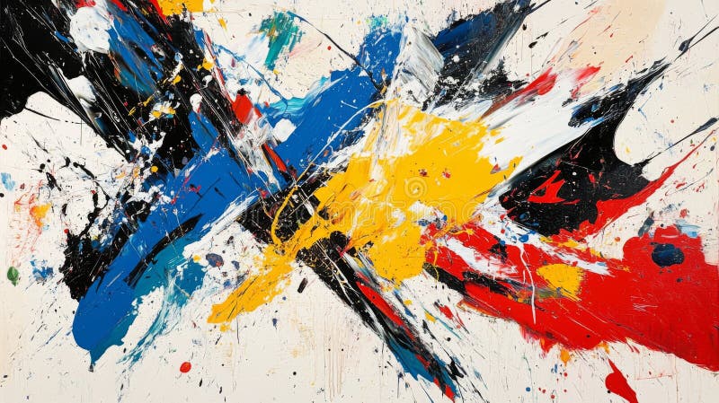 Abstract Expressionist Painting in Vivid Colors Stock Illustration ...