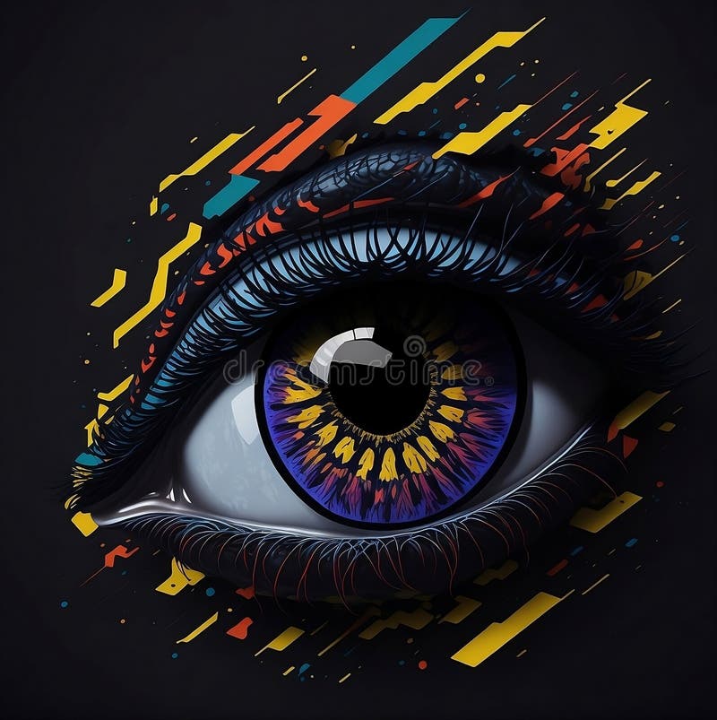 Abstract Eye Art, Vibrant Geometric Abstraction, a Colorful Glimpse ...