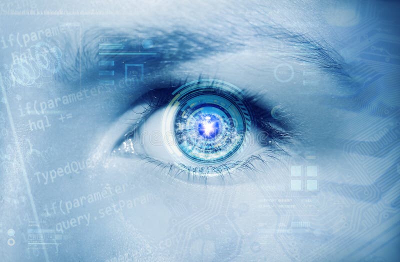 Abstract Eye with Digital Circle. Futuristic Vision Science and ...